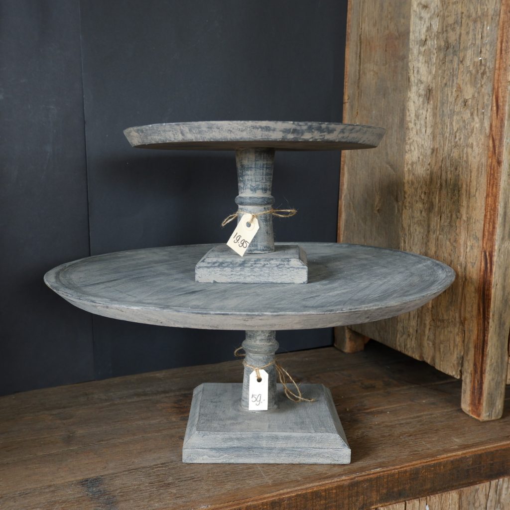 Ash grey plateau op voet Ø31 cm UITVERKOCHT – Mahieu Wonen